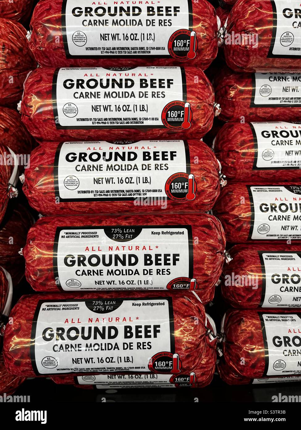 Ground beef in market Stock Photo - Alamy