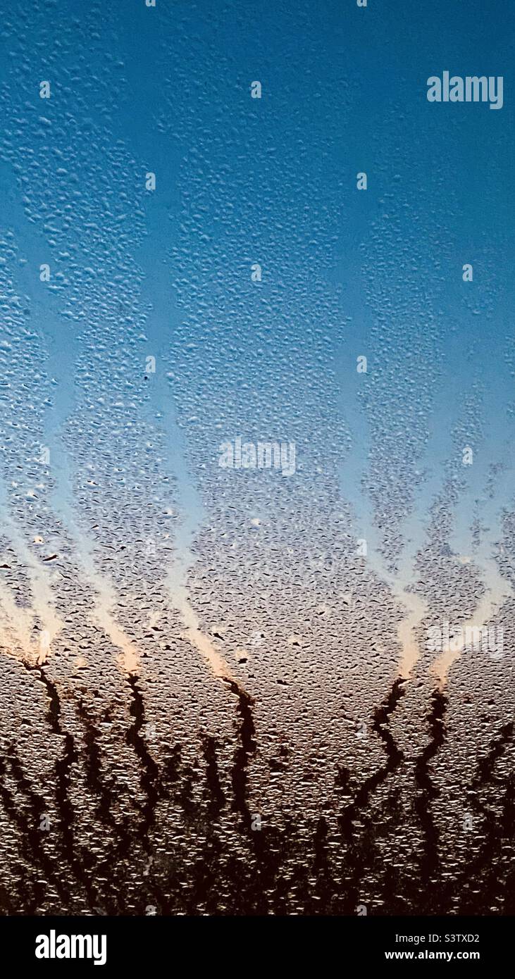 Foggy window at dawn Stock Photo - Alamy