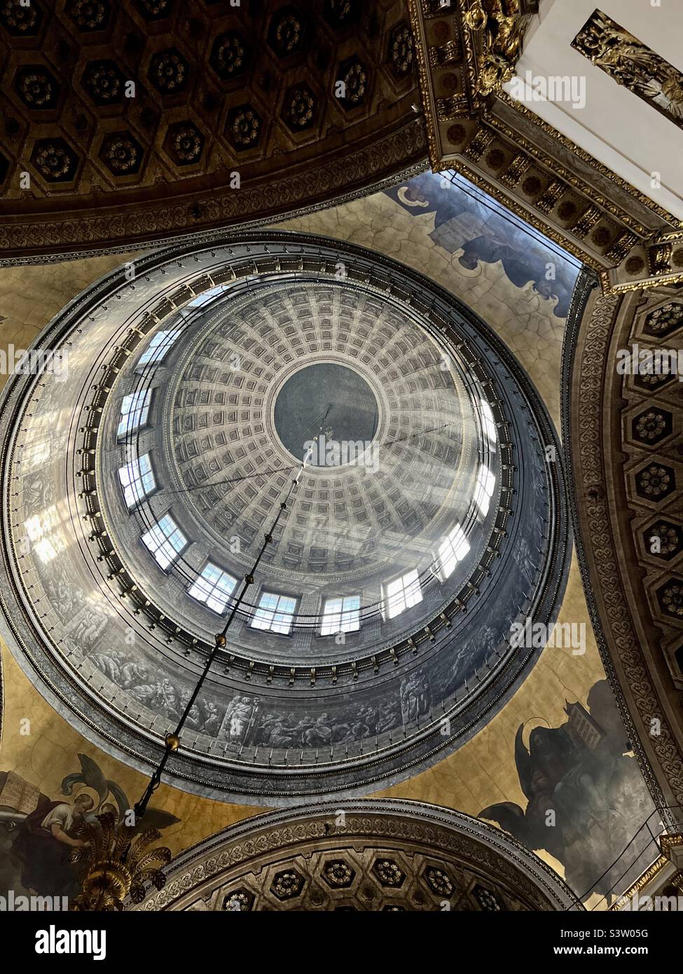 vintage cathedral ceiling structure as background or texture. dome of ...