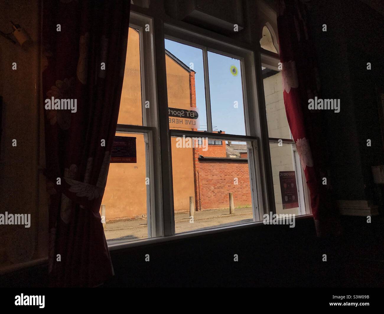 Urban view from a pub window in Hereford city centre UK Stock Photo - Alamy