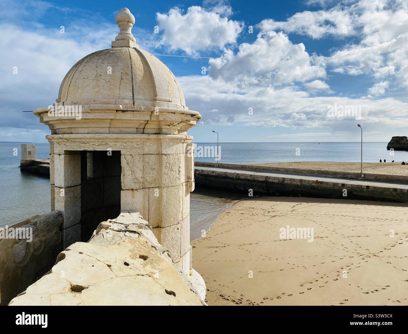 View from Forte da Ponta da Bandeira or Lagos fort towards the beach ...