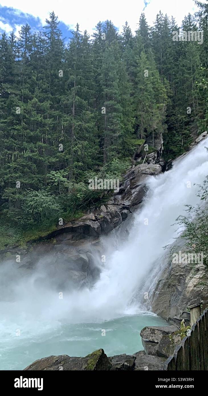 Waterfall and pine trees hi-res stock photography and images - Alamy