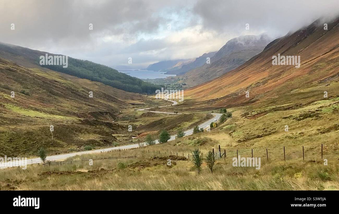Kinlochewe viewpoint. Scenic Scottish highlands road Stock Photo - Alamy