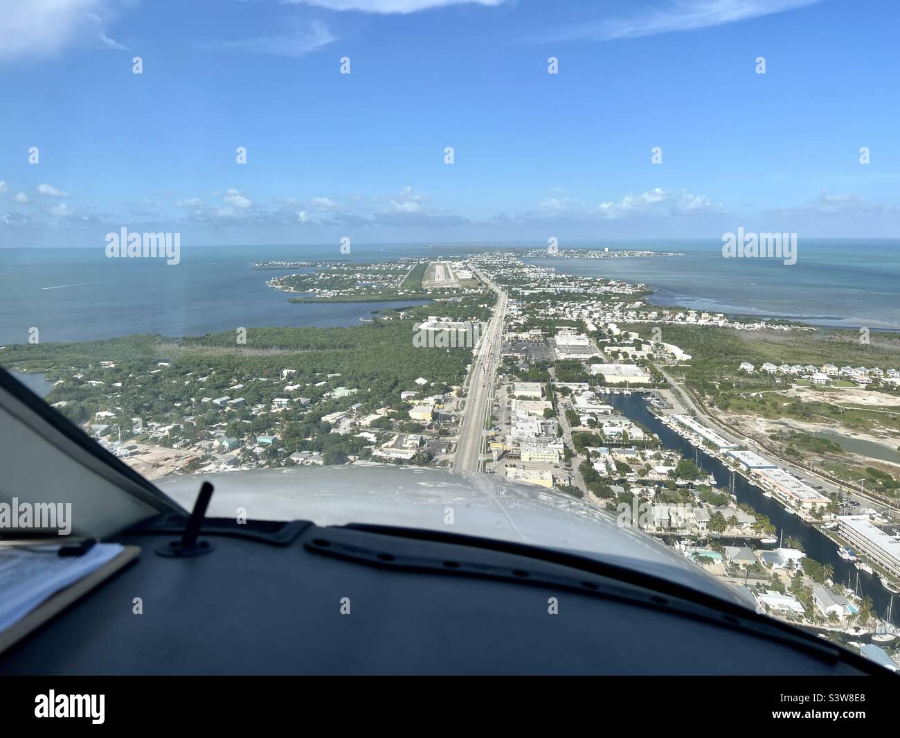 Landing Florida Keys Marathon International KMTH. View of Vaca Key ...