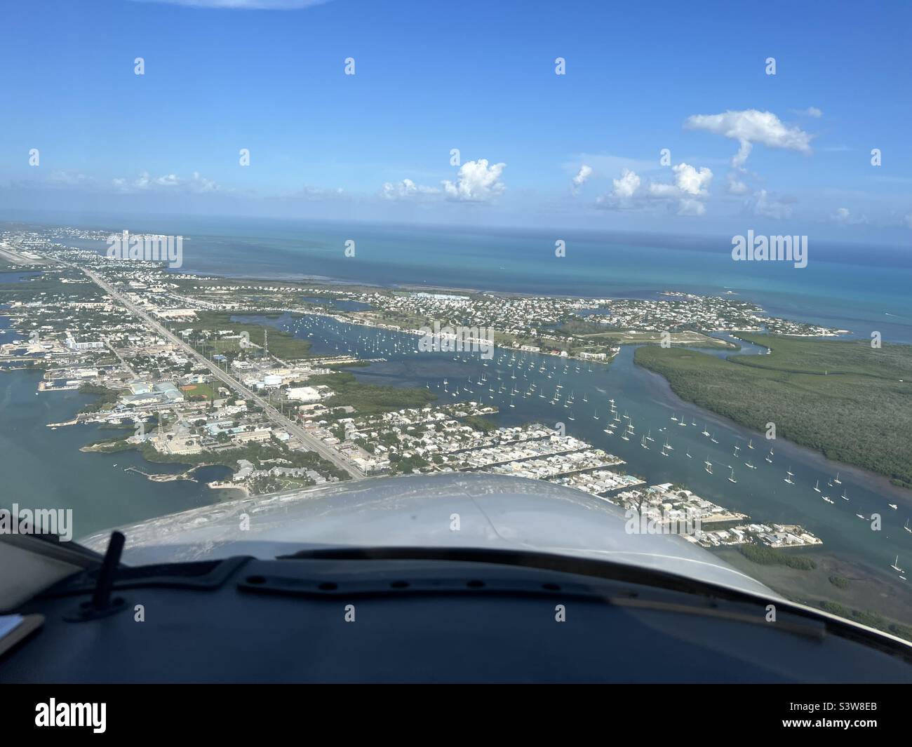 Landing Florida Keys Marathon International KMTH. View of Vaca Key ...
