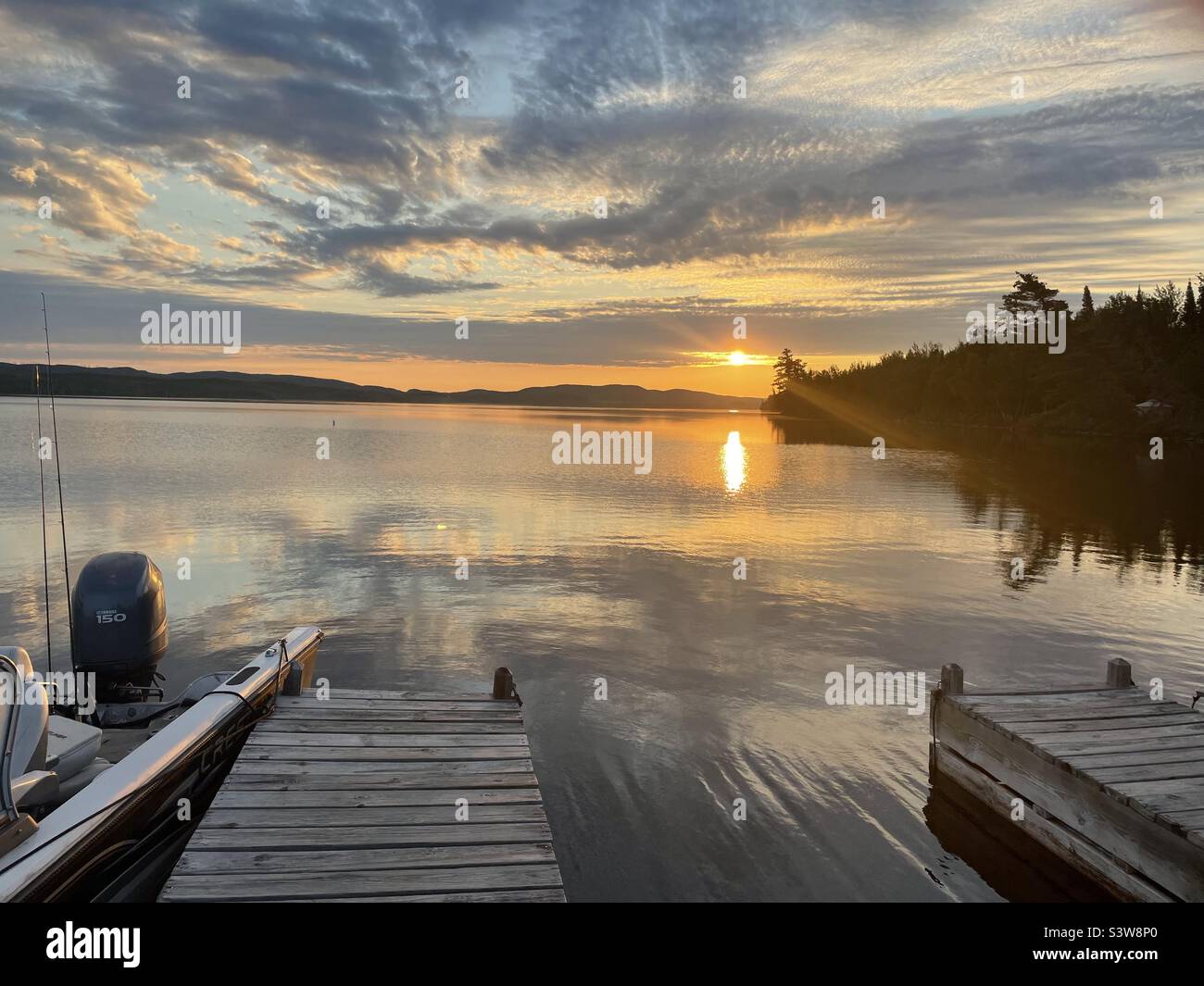 Sunrise on Gunflint lake Stock Photo - Alamy
