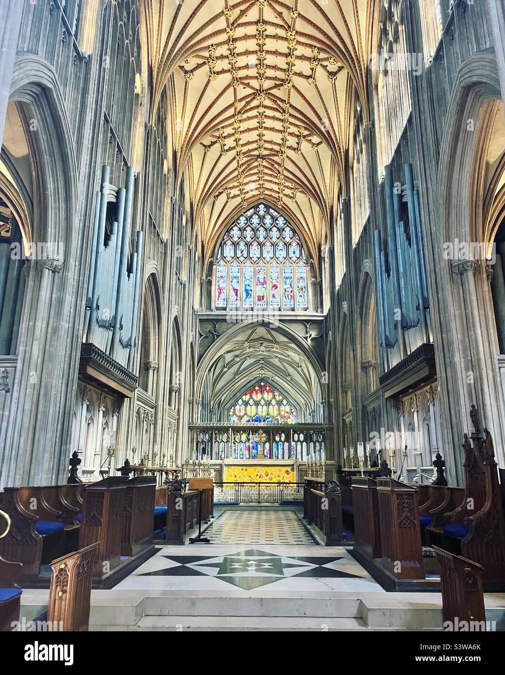 Stained glass window at bristol cathedral hi-res stock photography and ...