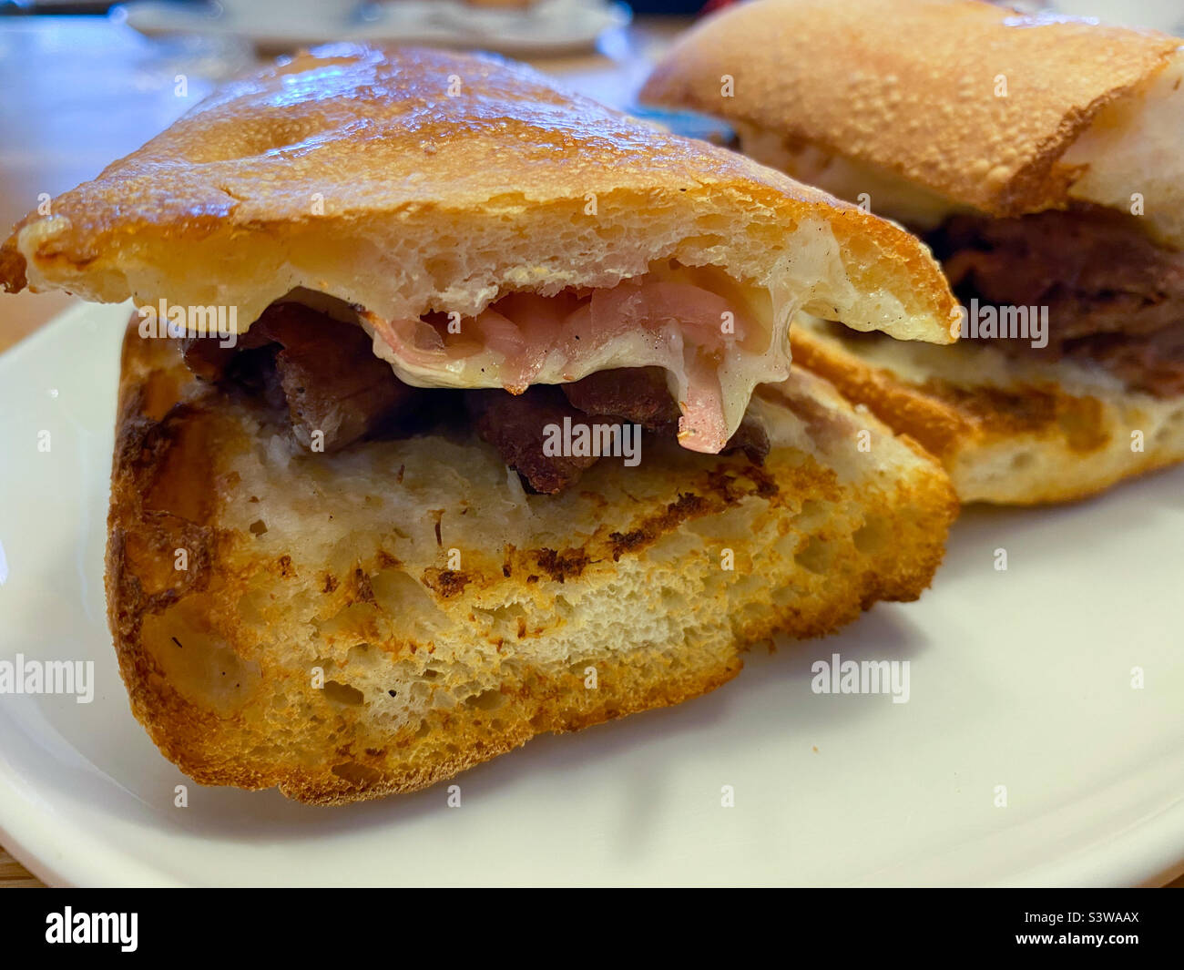 Close up view of a beef and cheese toasted sandwich Stock Photo - Alamy