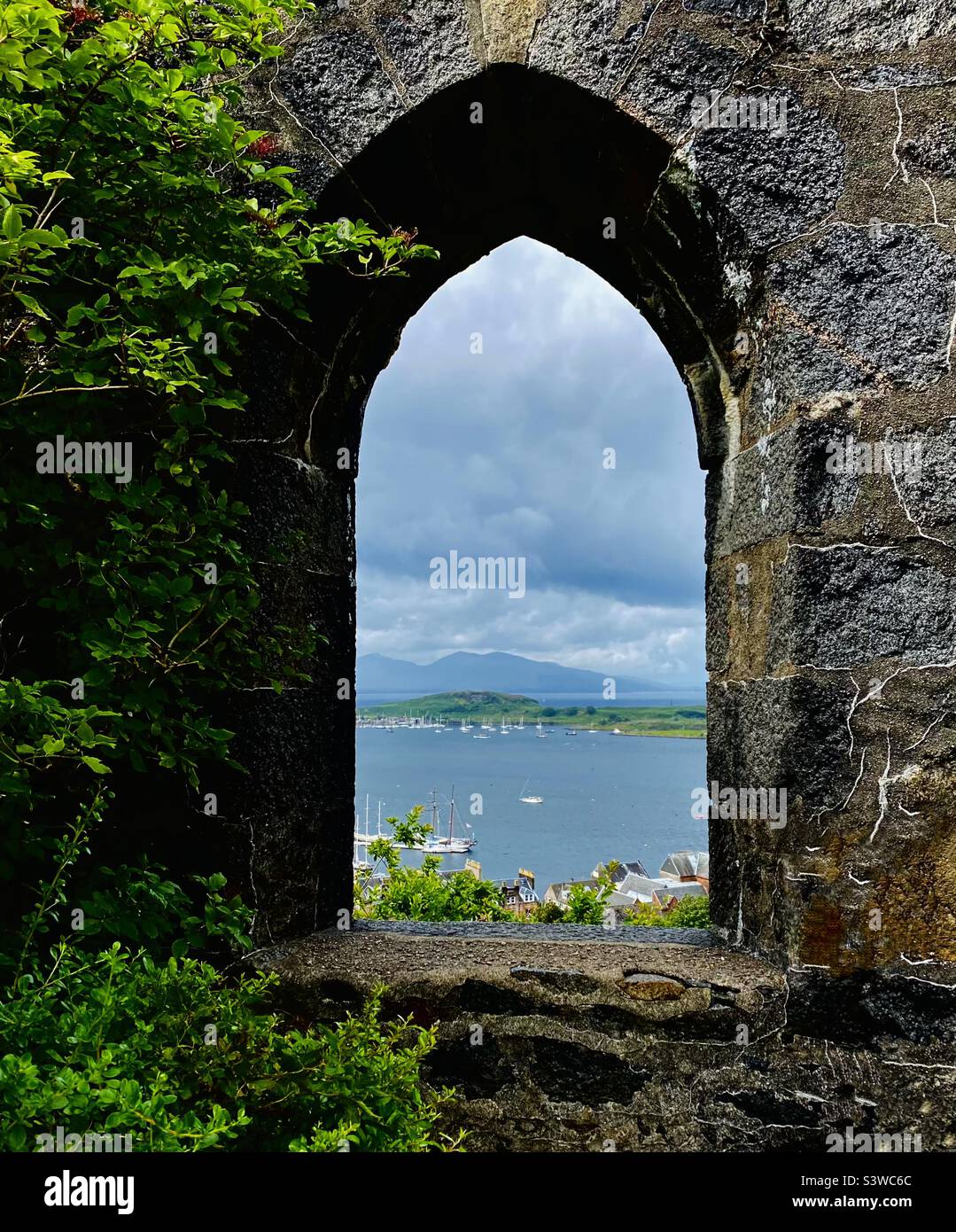 A window to the world ☀️ McCaig’s Tower Oban, Scotland Stock Photo - Alamy