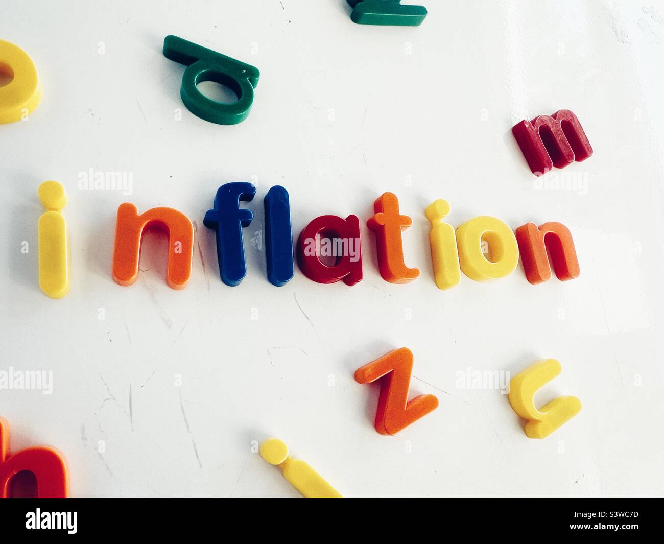 Inflation written with magnets on a fridge Stock Photo - Alamy