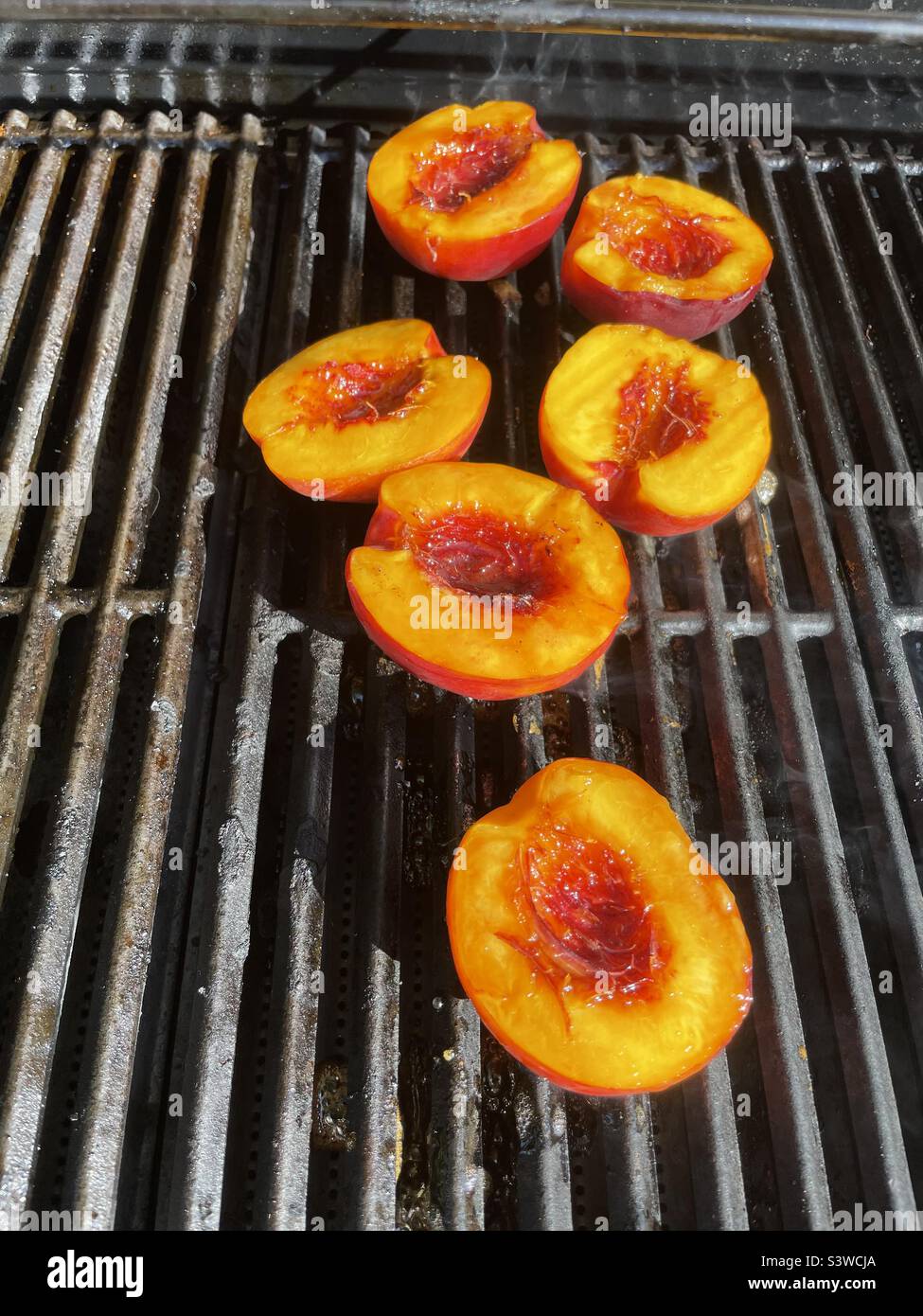 Nectarines sprinkled with brown sugar then caramelised on the barbecue ...