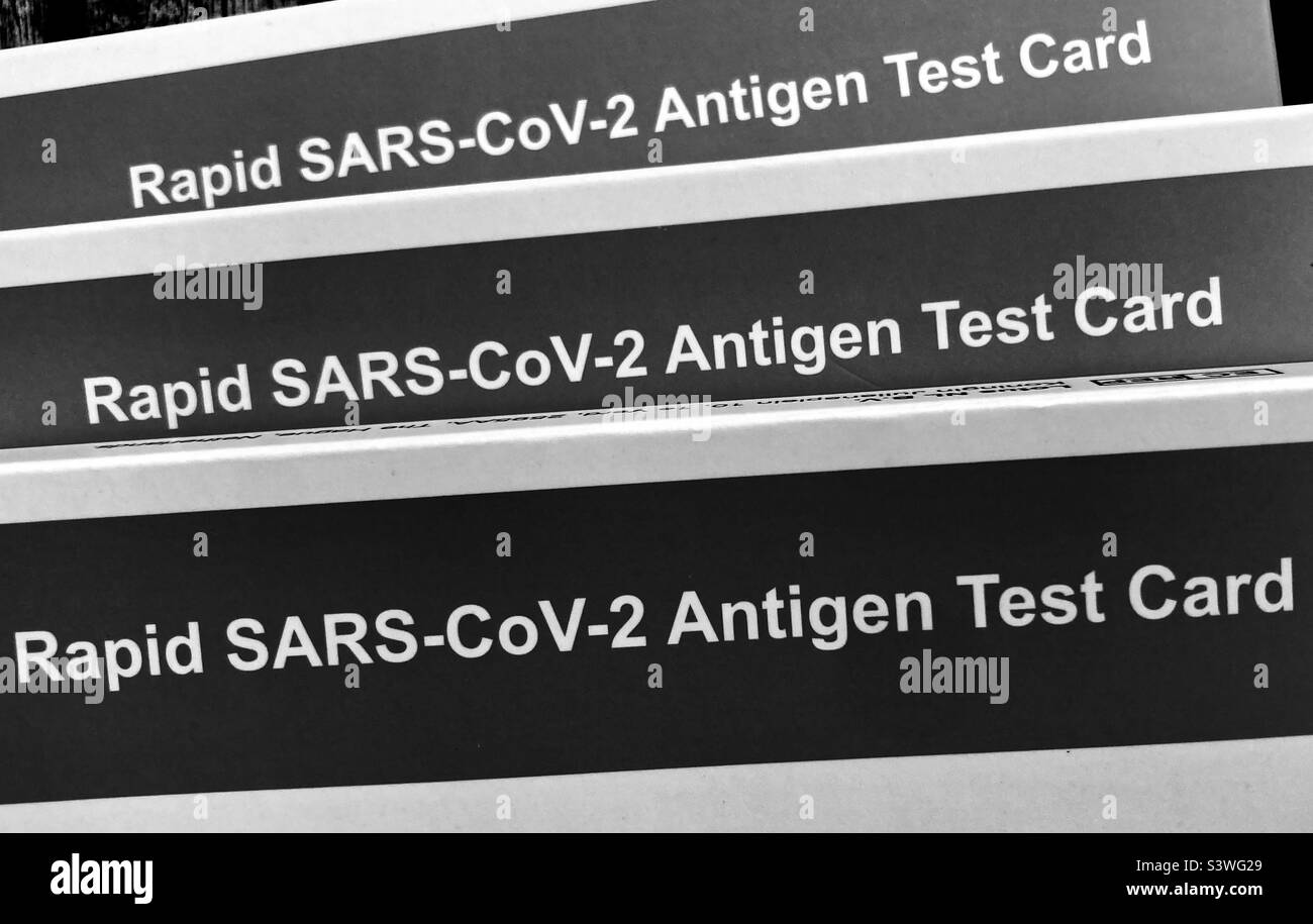 Covid-19 virus rapid SARS-CoV-2 antigen test card packets black and ...