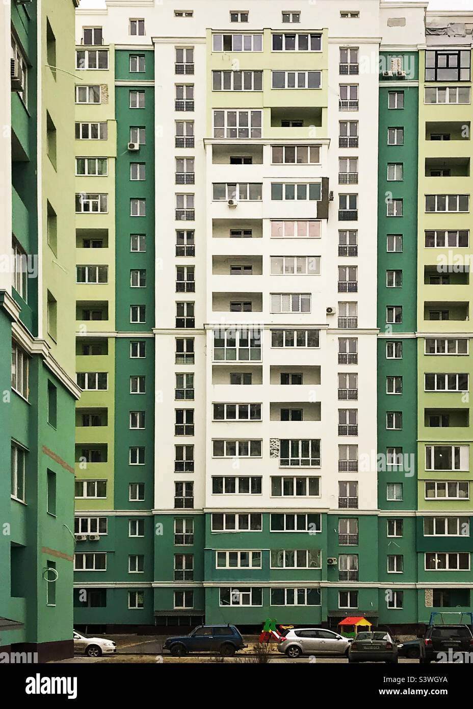 Green and white architecture building Stock Photo - Alamy