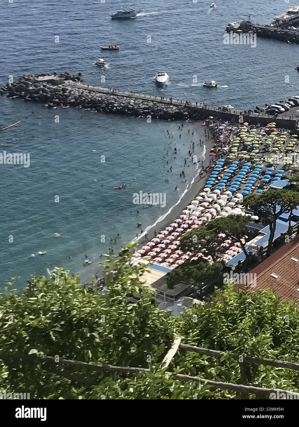 Amalfi beach with umbrellas hi-res stock photography and images - Alamy