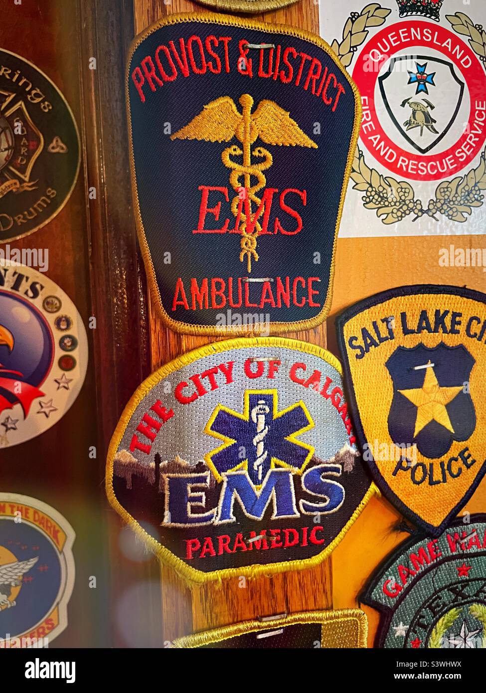 Patches of first responders on display at O’Hara‘s restaurant and pub ...