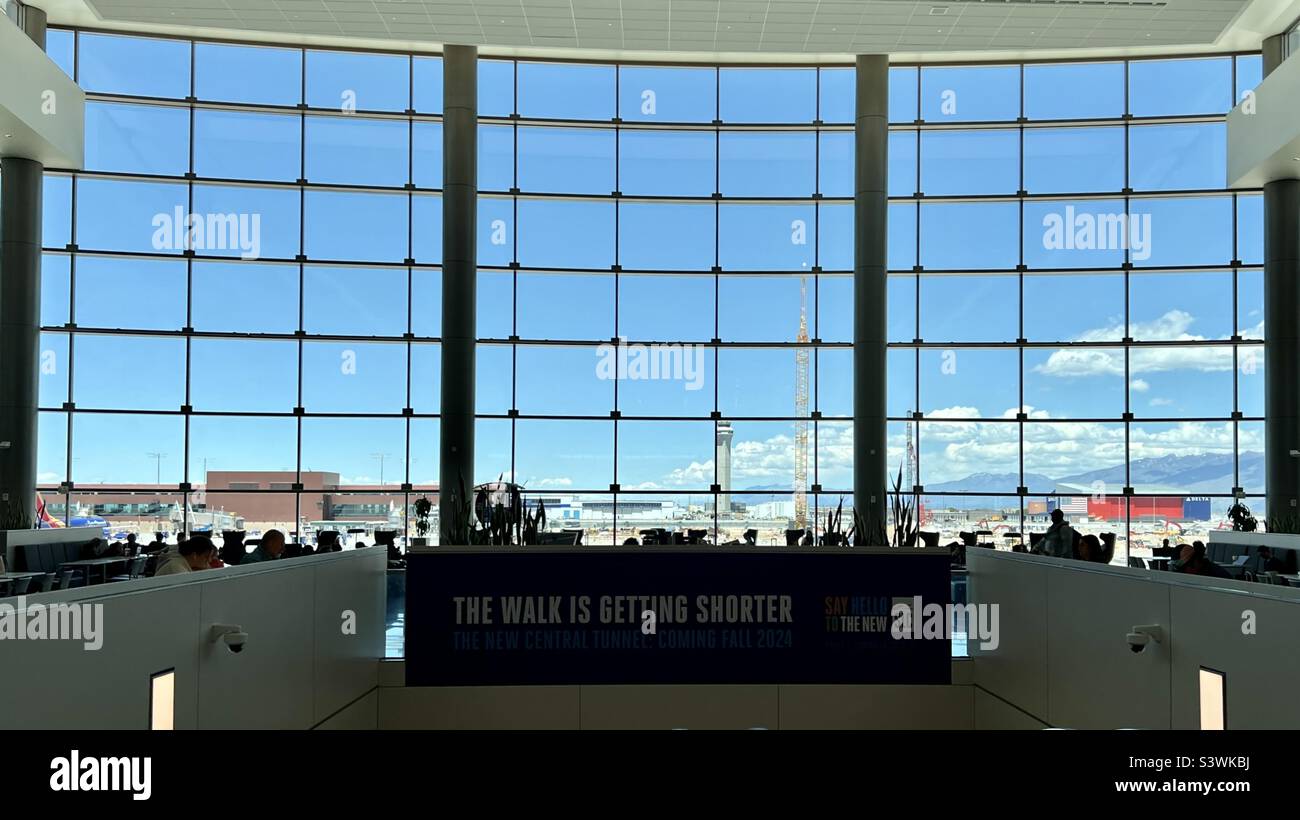 SALT LAKE CITY, UT, MAY 2022: large window in passenger terminal ...