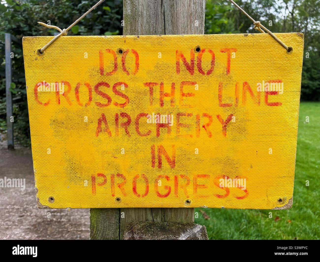 Archery safety sign Stock Photo - Alamy