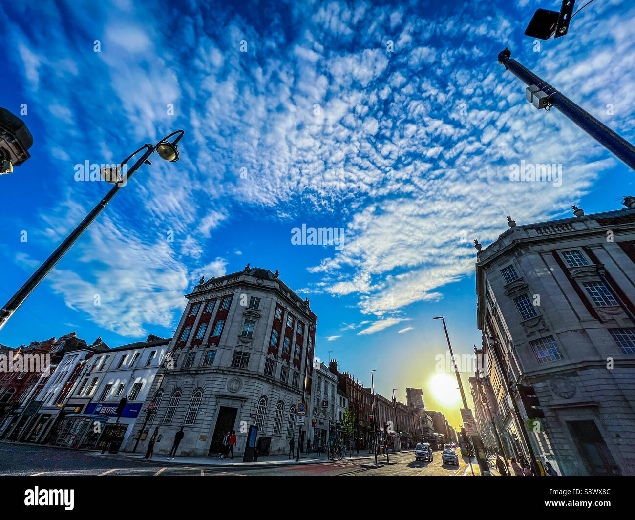 View of The Headrow in Leeds city centre at sunset Stock Photo - Alamy