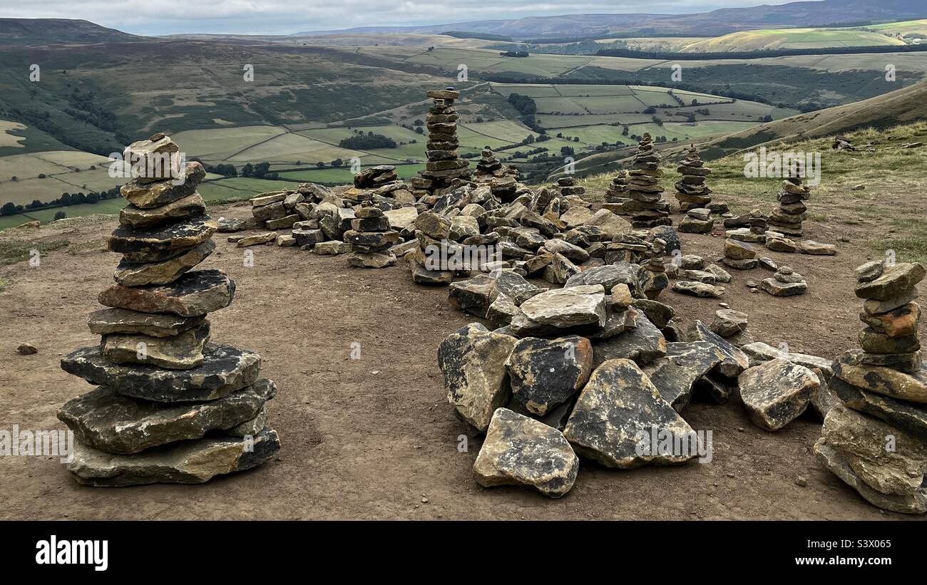 Rock piles Hope valley Castleton Lose hill Stock Photo - Alamy