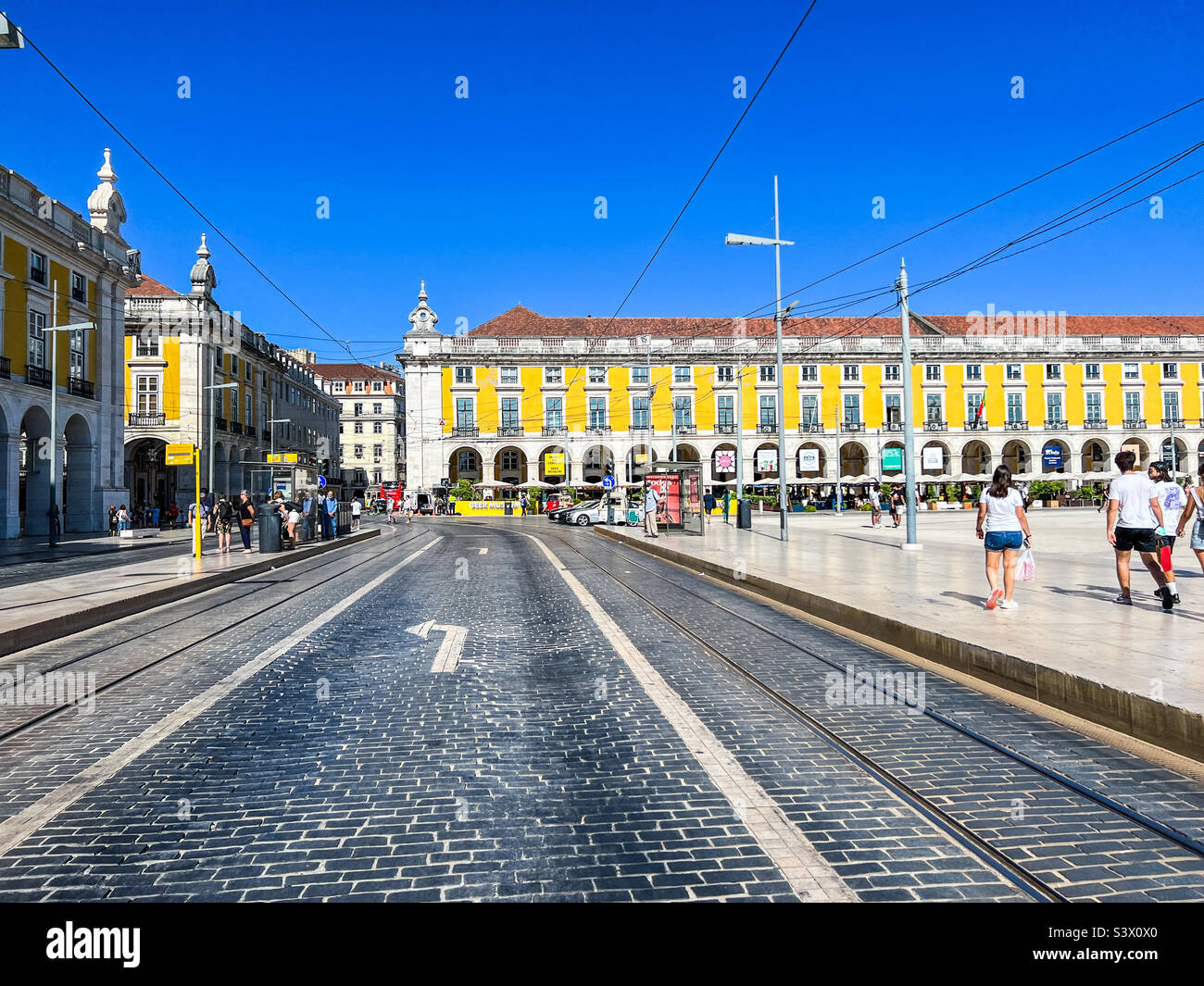 Tram in do comercio square hi-res stock photography and images - Alamy