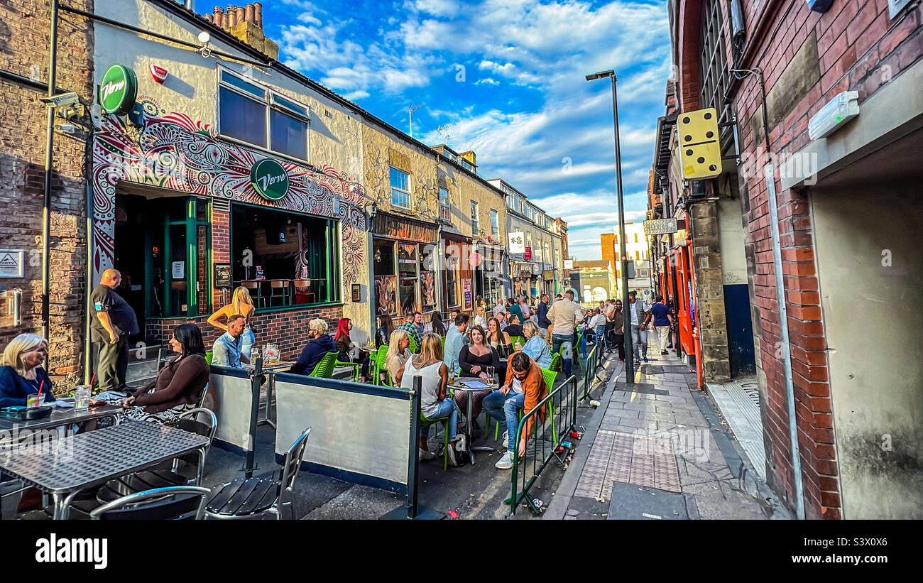 Revellers out having fun in bars on New Briggate in Leeds city centre ...