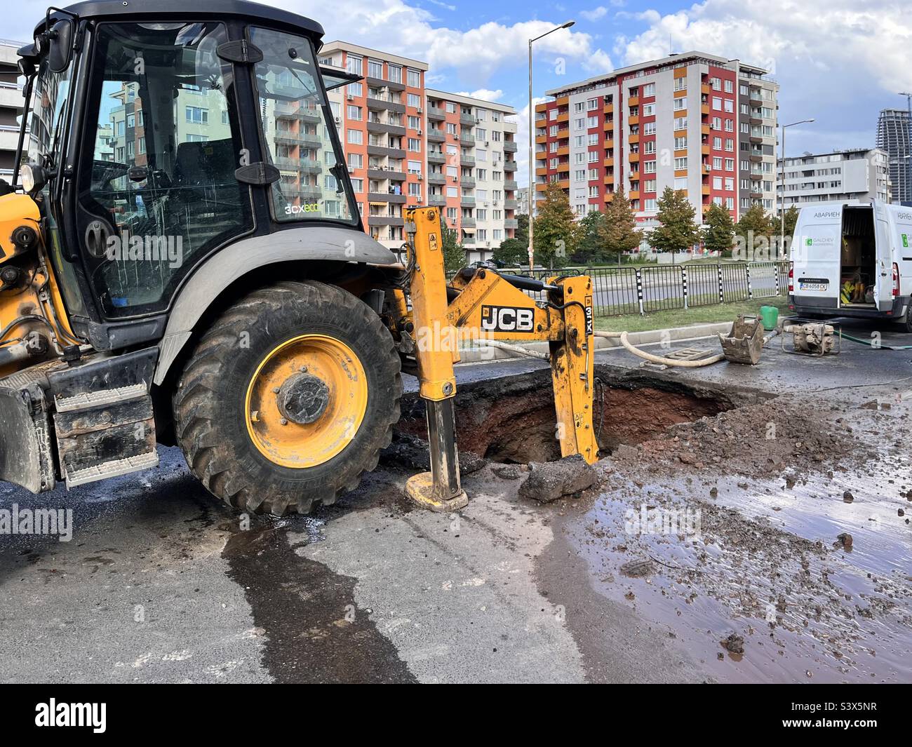 Road digging works in Sofia, Bulgaria, Eastern Europe, Balkans, EU ...