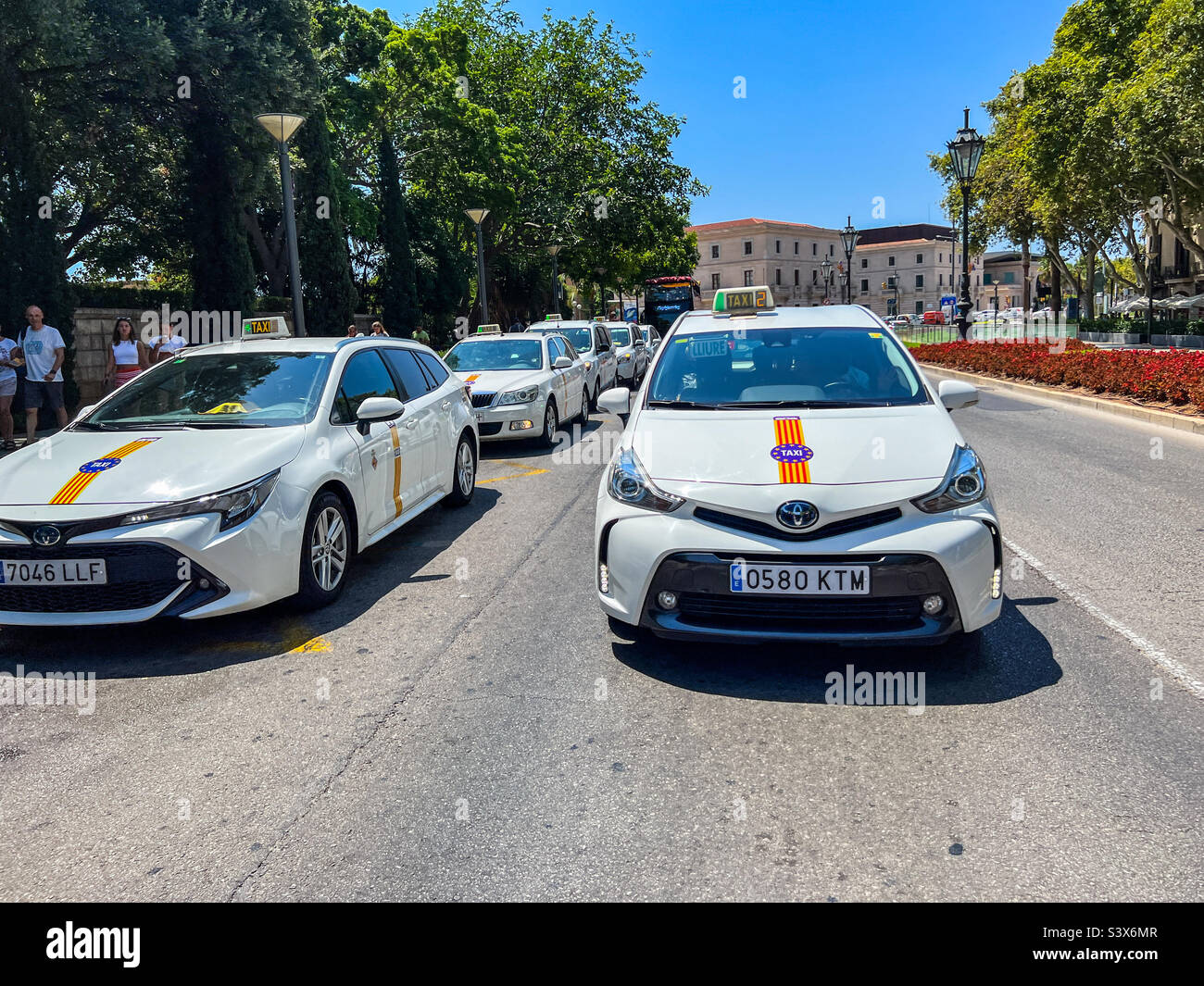 Taxi and taxi rank in Palma de Mallorca in the Balearic Islands Spain ...