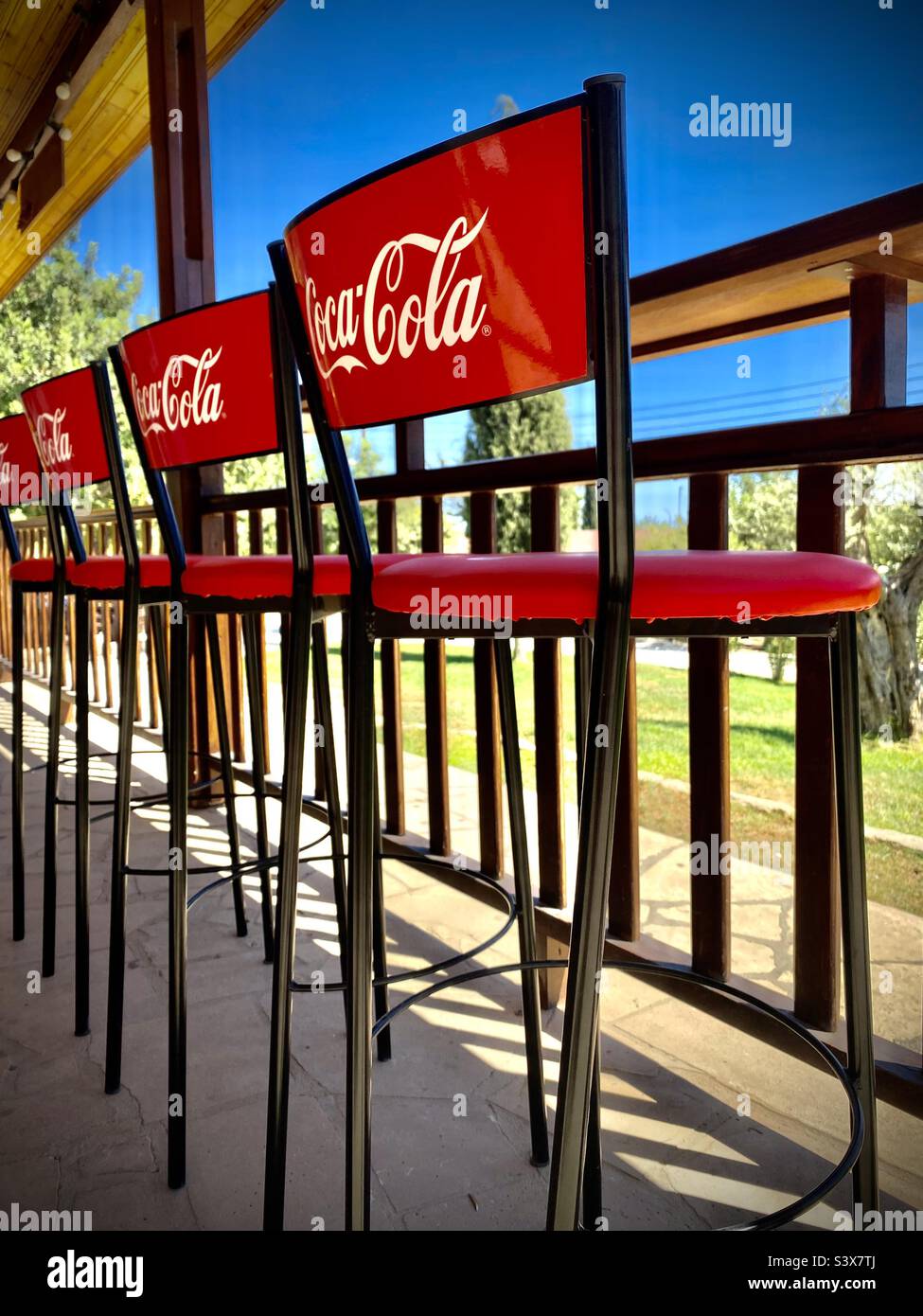 Coca Cola chairs at Terasse Stock Photo - Alamy