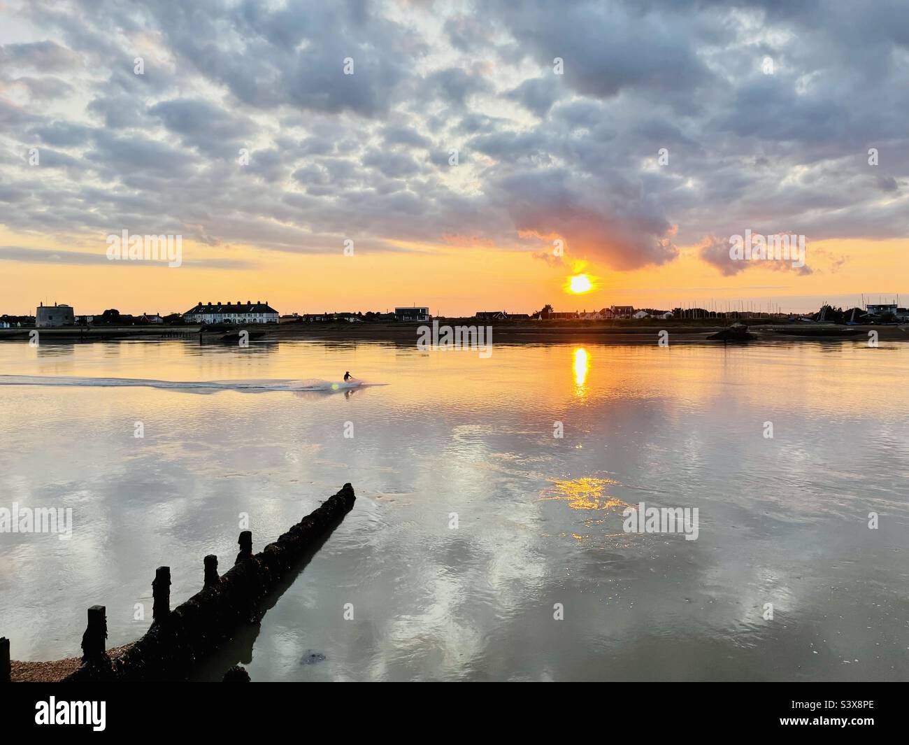Sunset over the river Deben Bawdsey Ferry Suffolk England Stock Photo ...