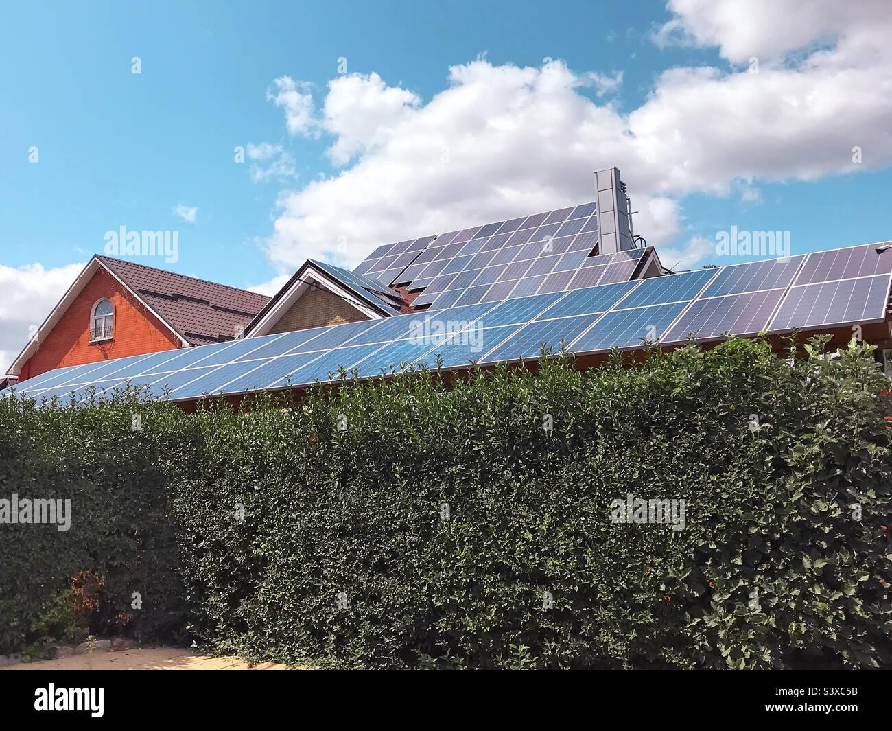 Sun batteries on the roof Stock Photo - Alamy