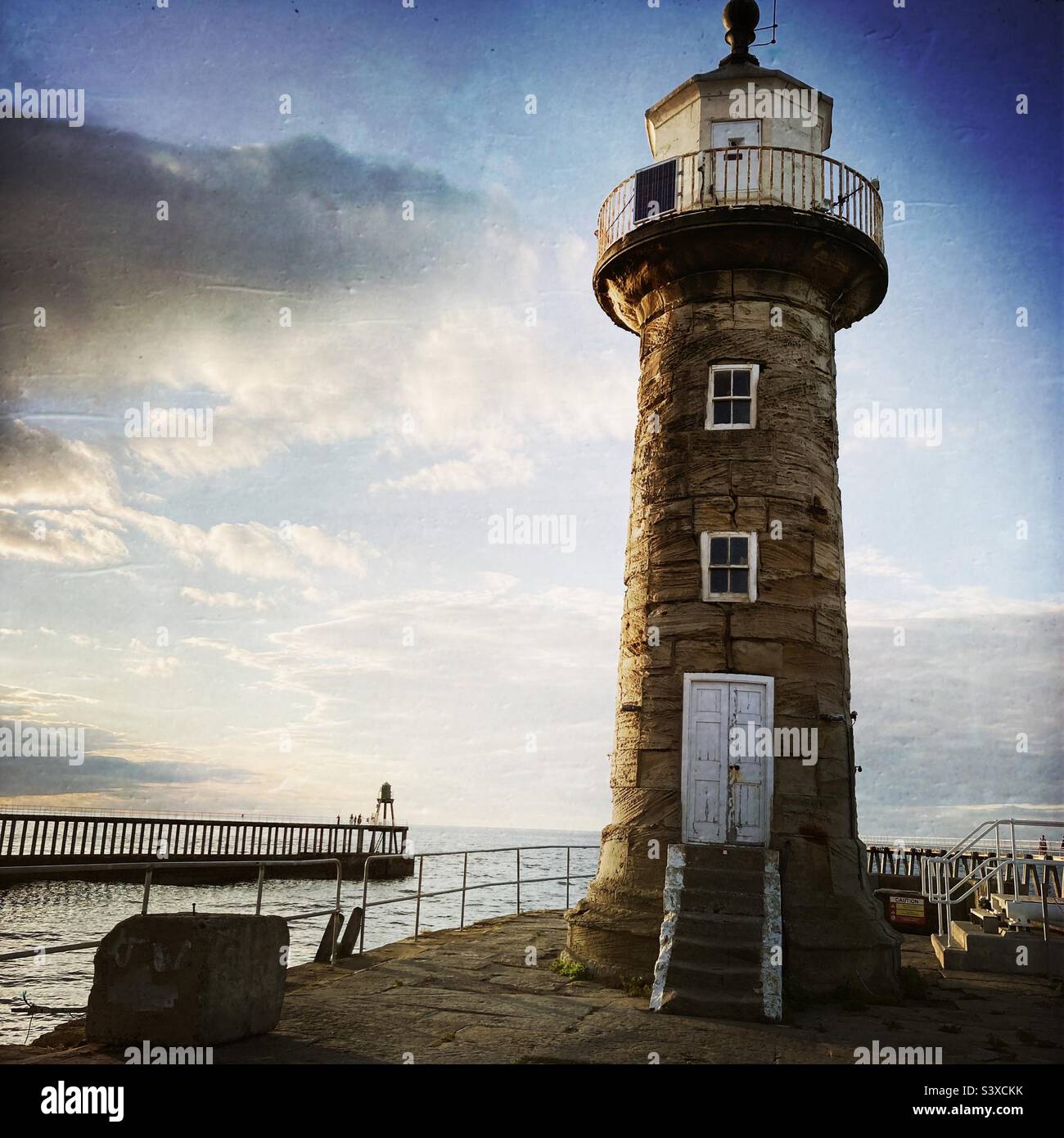 Whitby lighthouse in Yorkshire Stock Photo - Alamy