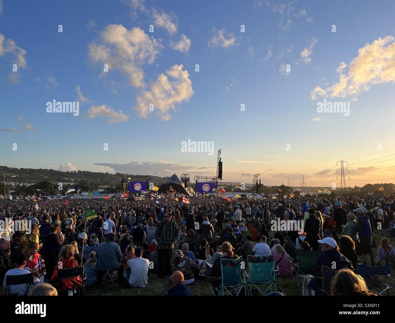 Glastonbury flags pyramid stage hi-res stock photography and images - Alamy