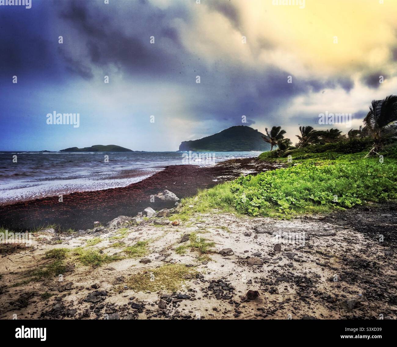Island In the rain Stock Photo - Alamy