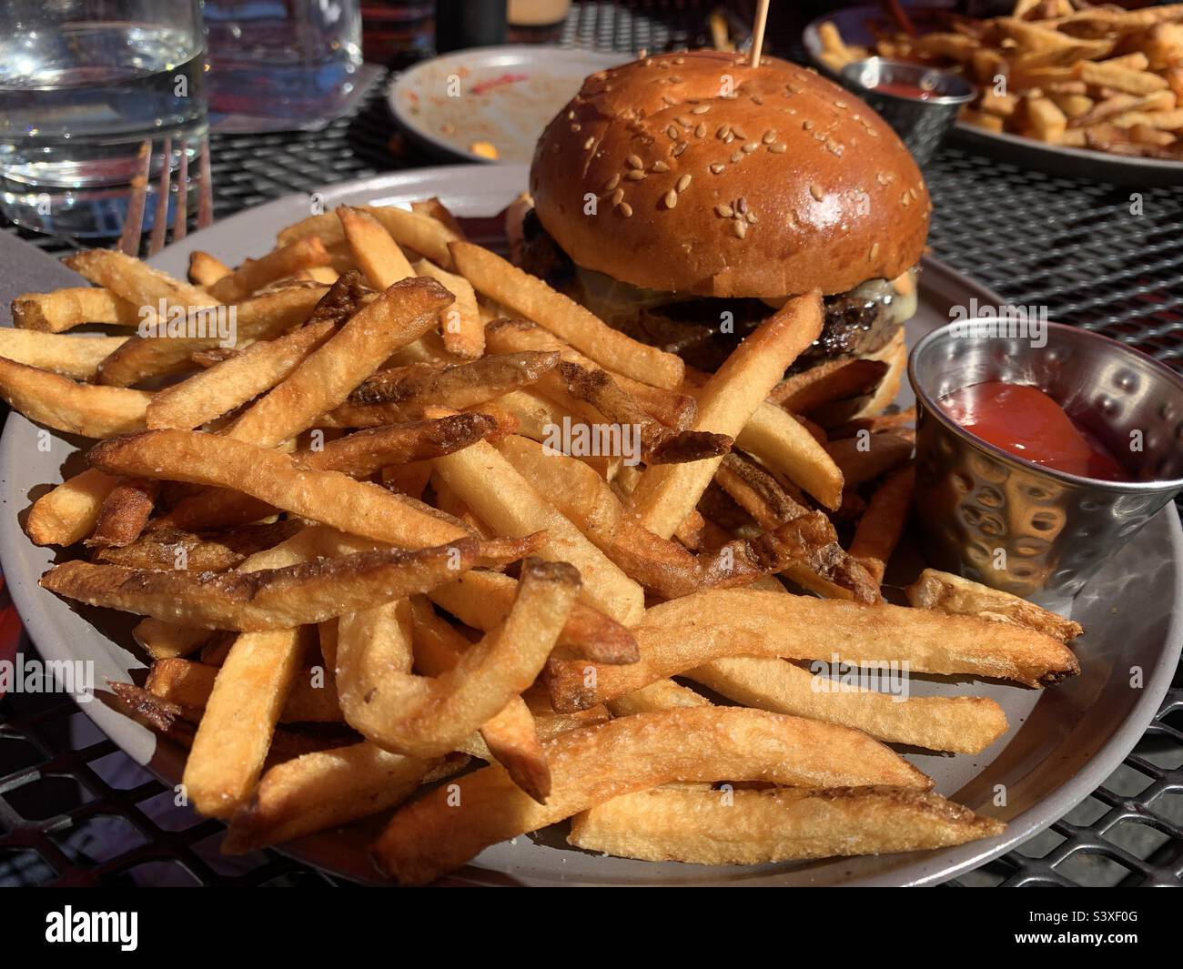 Burger with fries hi-res stock photography and images - Alamy