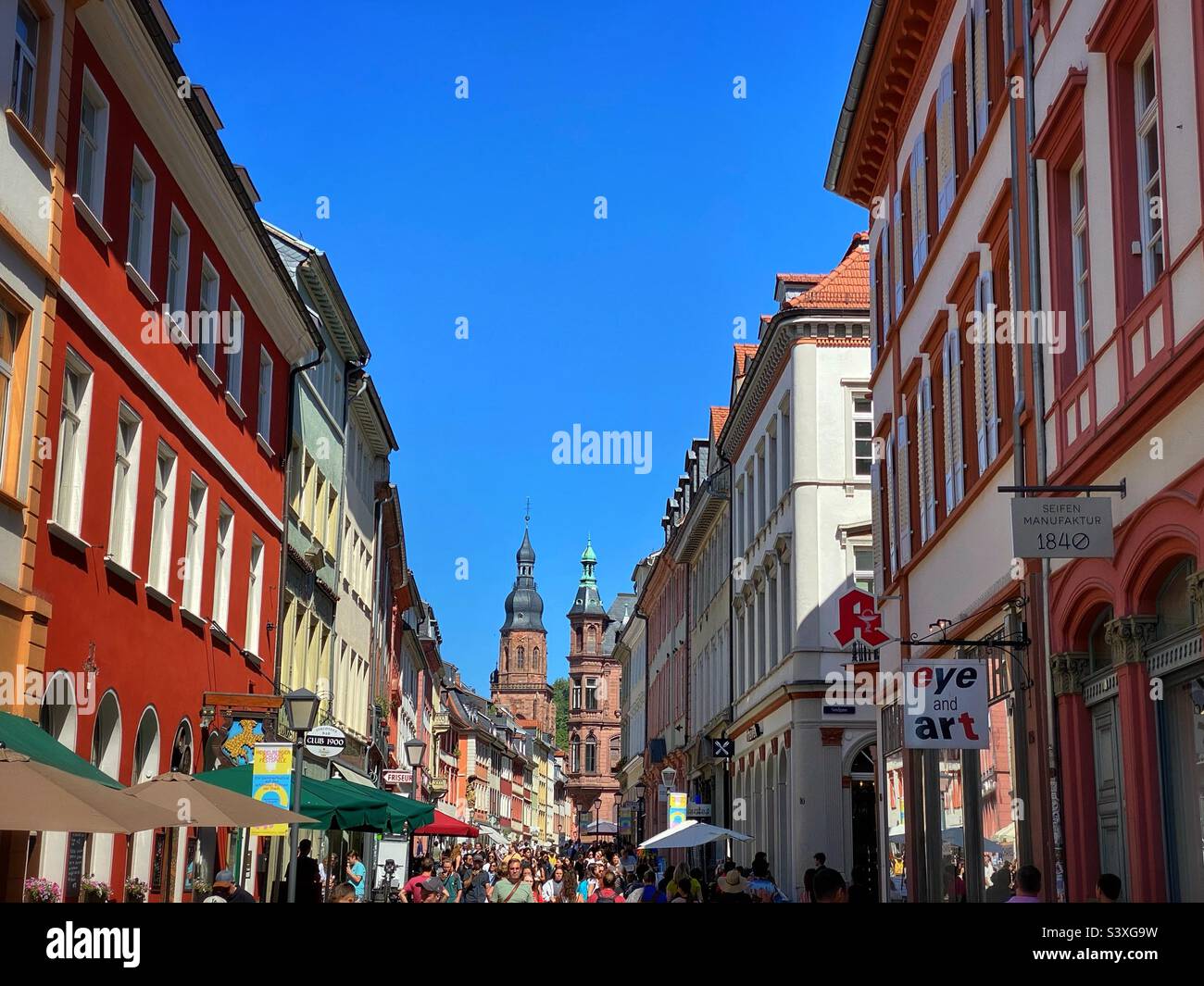 Long pedestrian street “Hauptstraße” in the historical center of ...