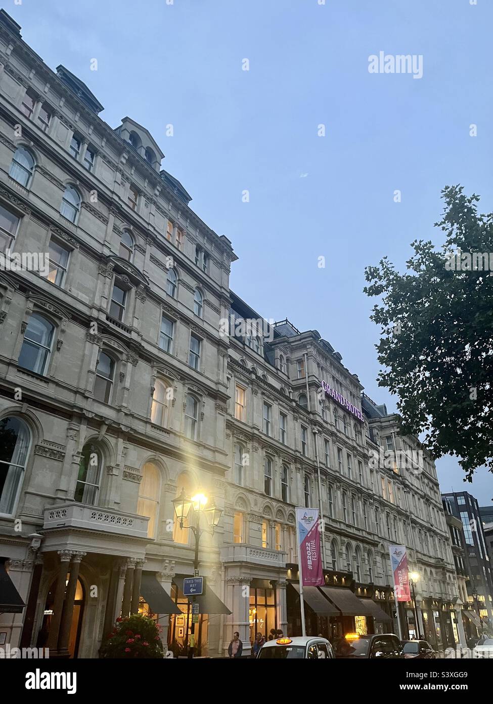 The Grand Hotel, Birmingham City Centre at dusk as the lights go on ...
