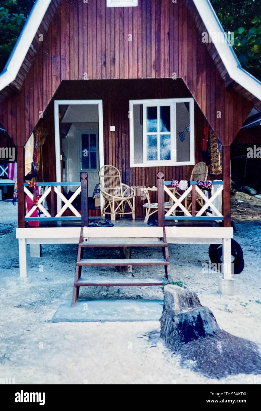 Rustic beach side hut in the Prehentian Islands in Malaysia Stock Photo ...