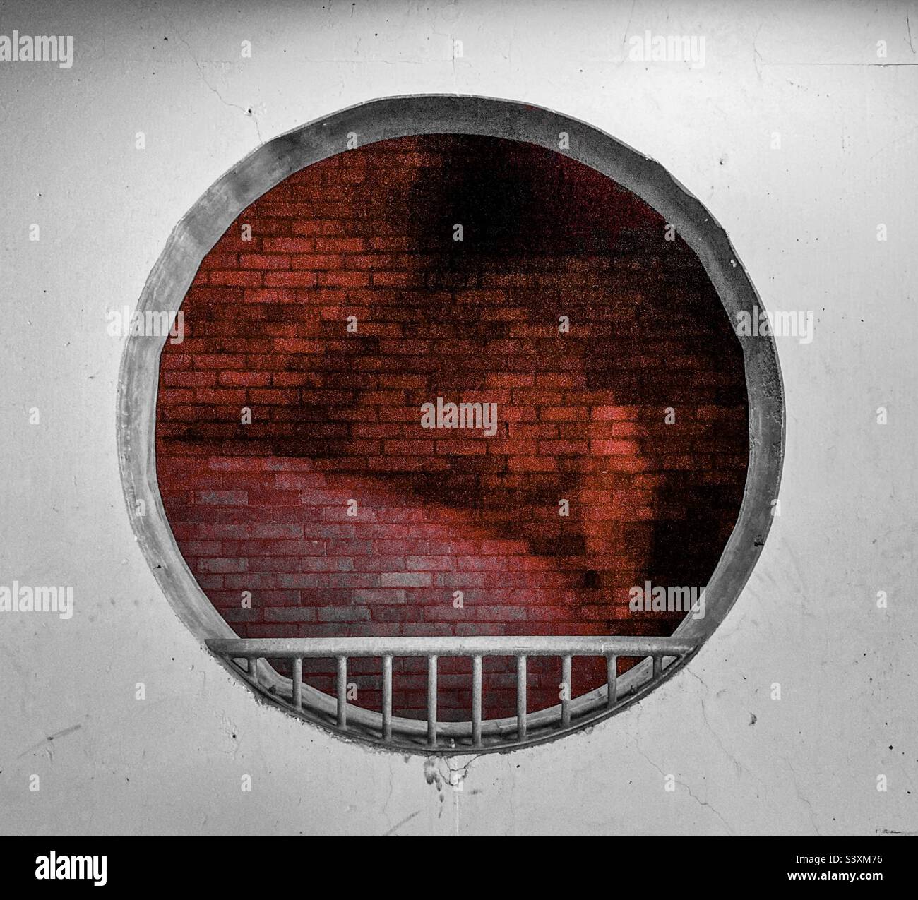 Cement window onto a brick wall Stock Photo - Alamy