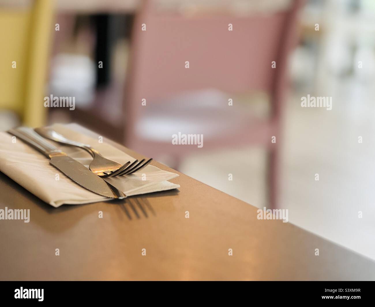 Cutlery and a serviette Stock Photo - Alamy