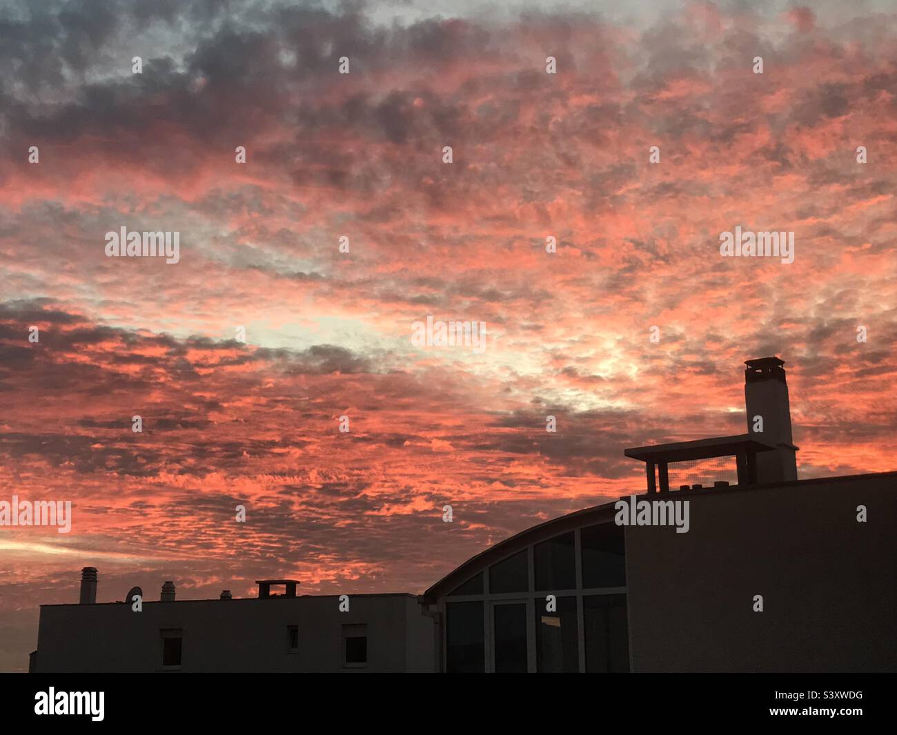 Red sky in a sunset in Split, Croatia Stock Photo - Alamy