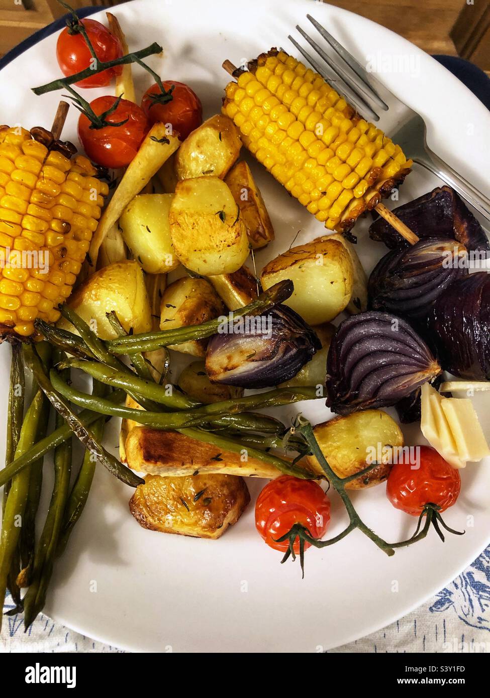 Roasted vegetables dinner Stock Photo - Alamy
