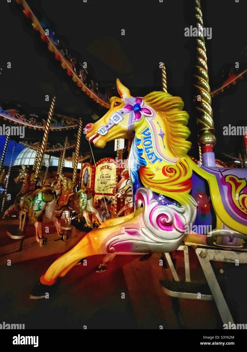 Carousel horses painted and deserted by Greenwich foot tunnel London ...