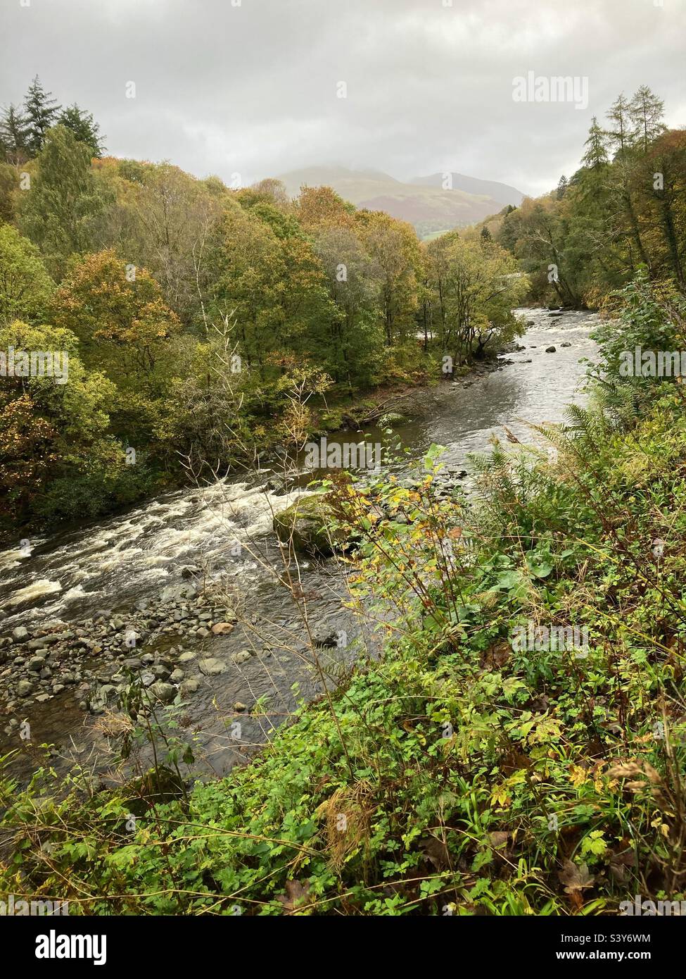 Lake District view, the River Greta in Keswick Stock Photo - Alamy