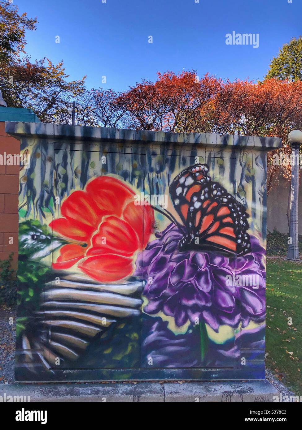 Colourful nature themed mural Stock Photo - Alamy