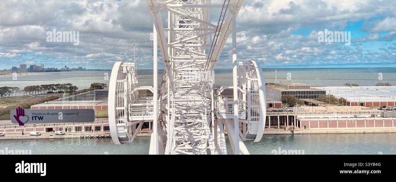 White architectural and engineering design of a Ferris wheel Located at ...