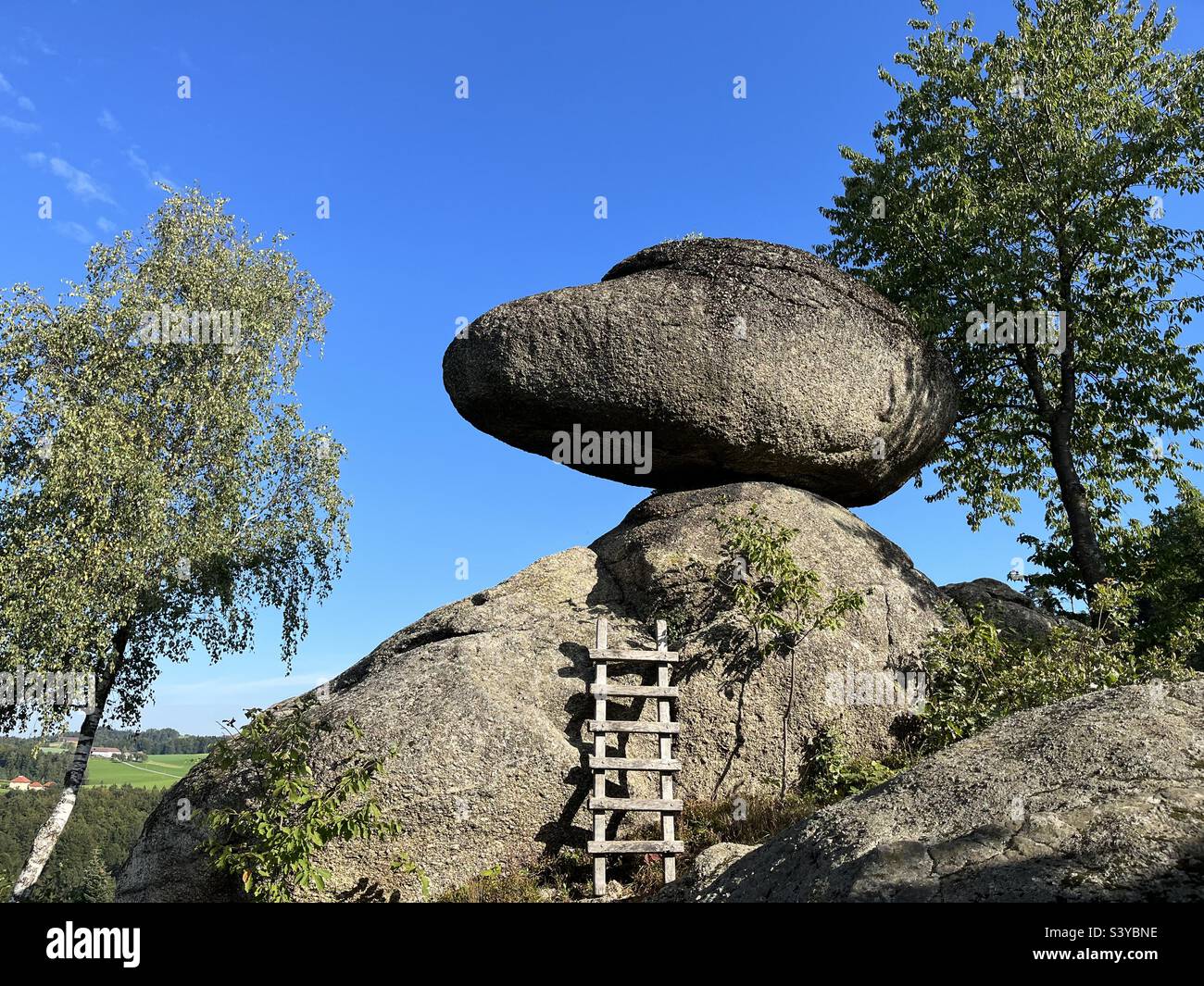 Rocking stone Schwammerling near Rechberg, Mühlviertel, Upper Austria ...