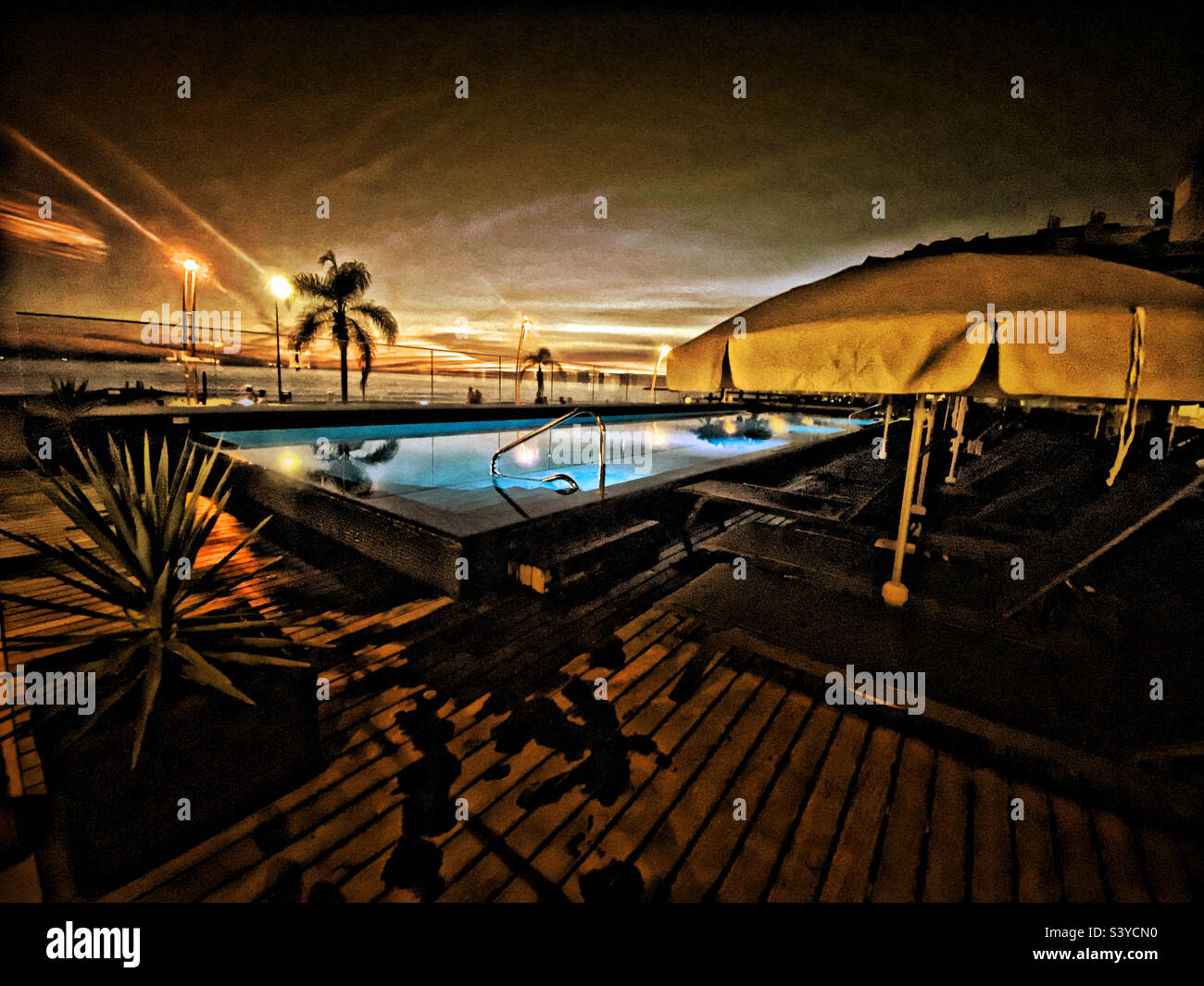 Pool Sunset Portugal Stock Photo - Alamy
