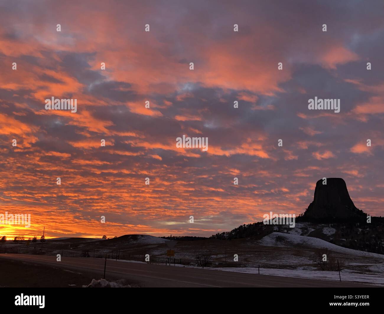 Devils Tower During Sunrise Sunset