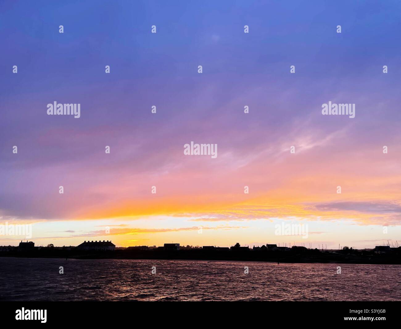 Sunset Felixstowe Ferry Suffolk England Stock Photo - Alamy