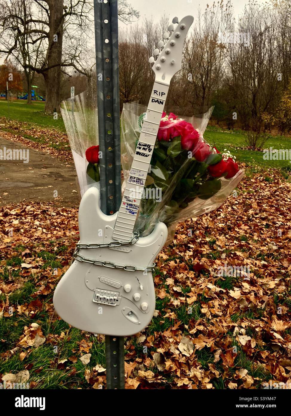 In memoriam for a guitar player. Local event. Ontario. Canada. Memorial ...